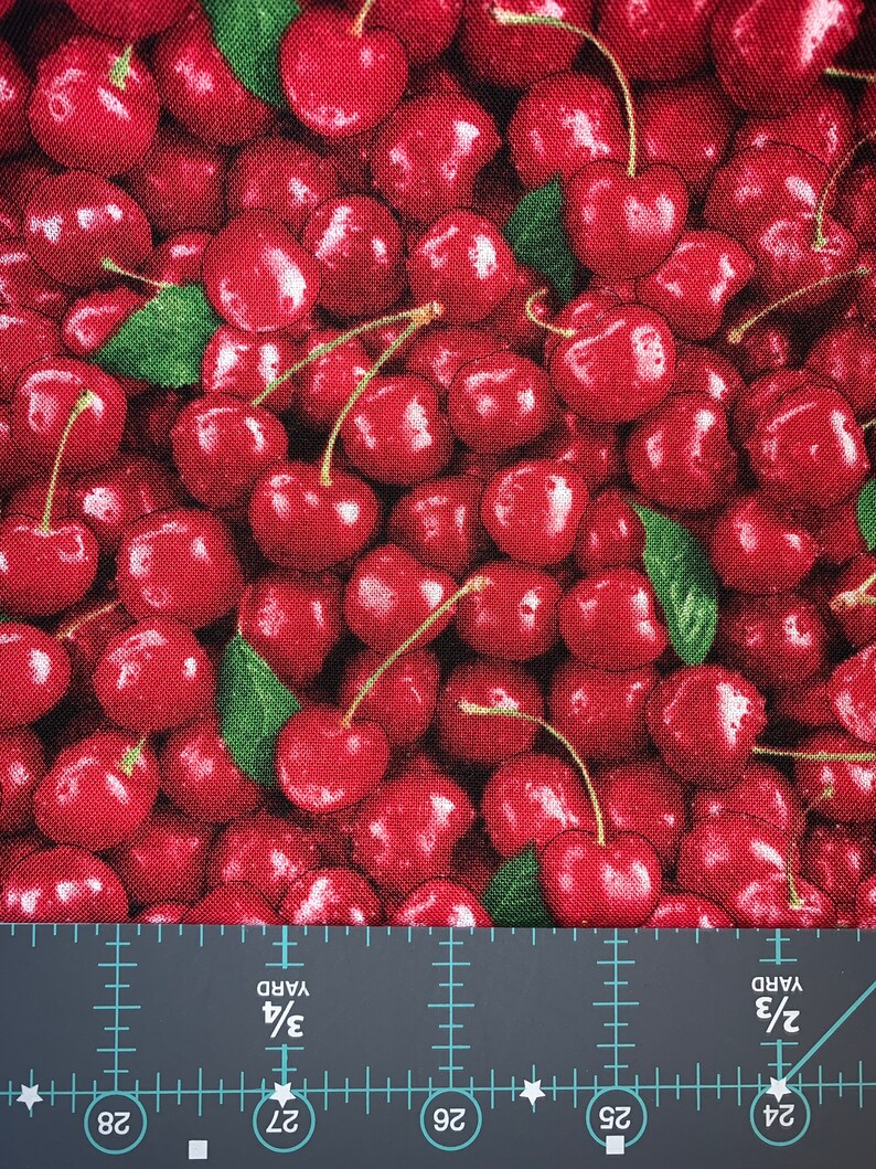 Elizabeths Studio Food Festival Red Cherries Fruit 100% Quilt - Etsy