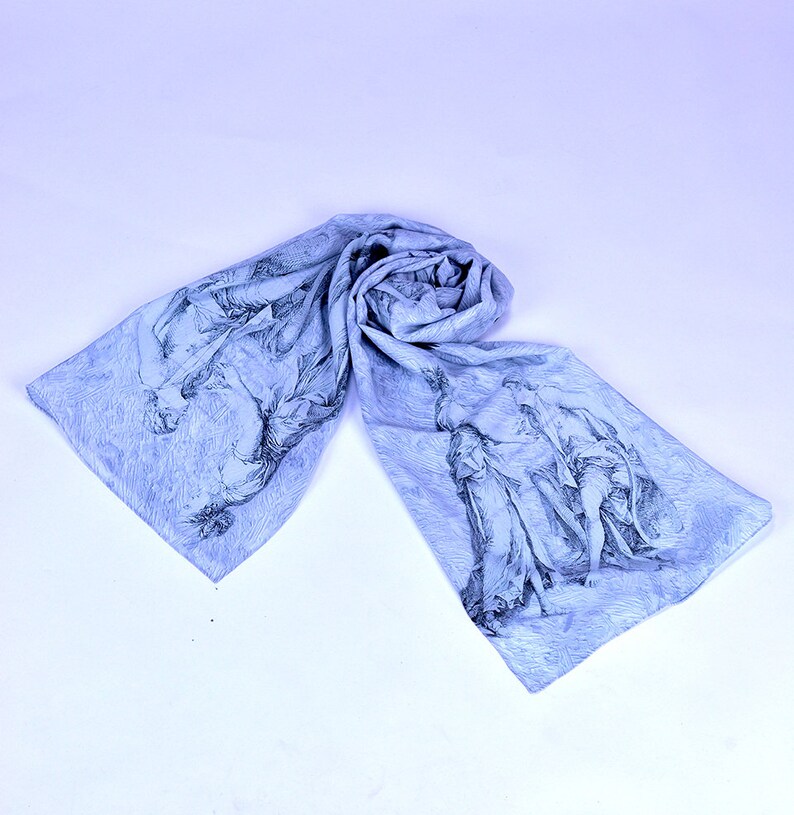 Poem Scarf Grey Textue Scarf Pure Silk Shawl Grey and Black Scarf ...