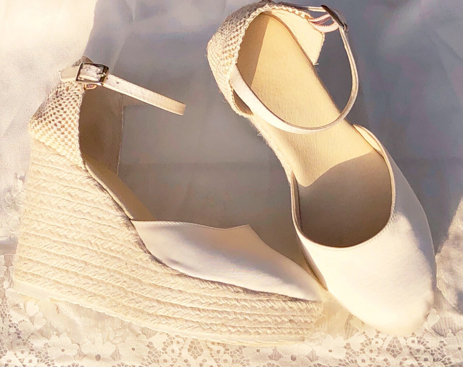 PARIS Boho SATIN Platform Wedding Wedges Espadrilles Bridal | Etsy