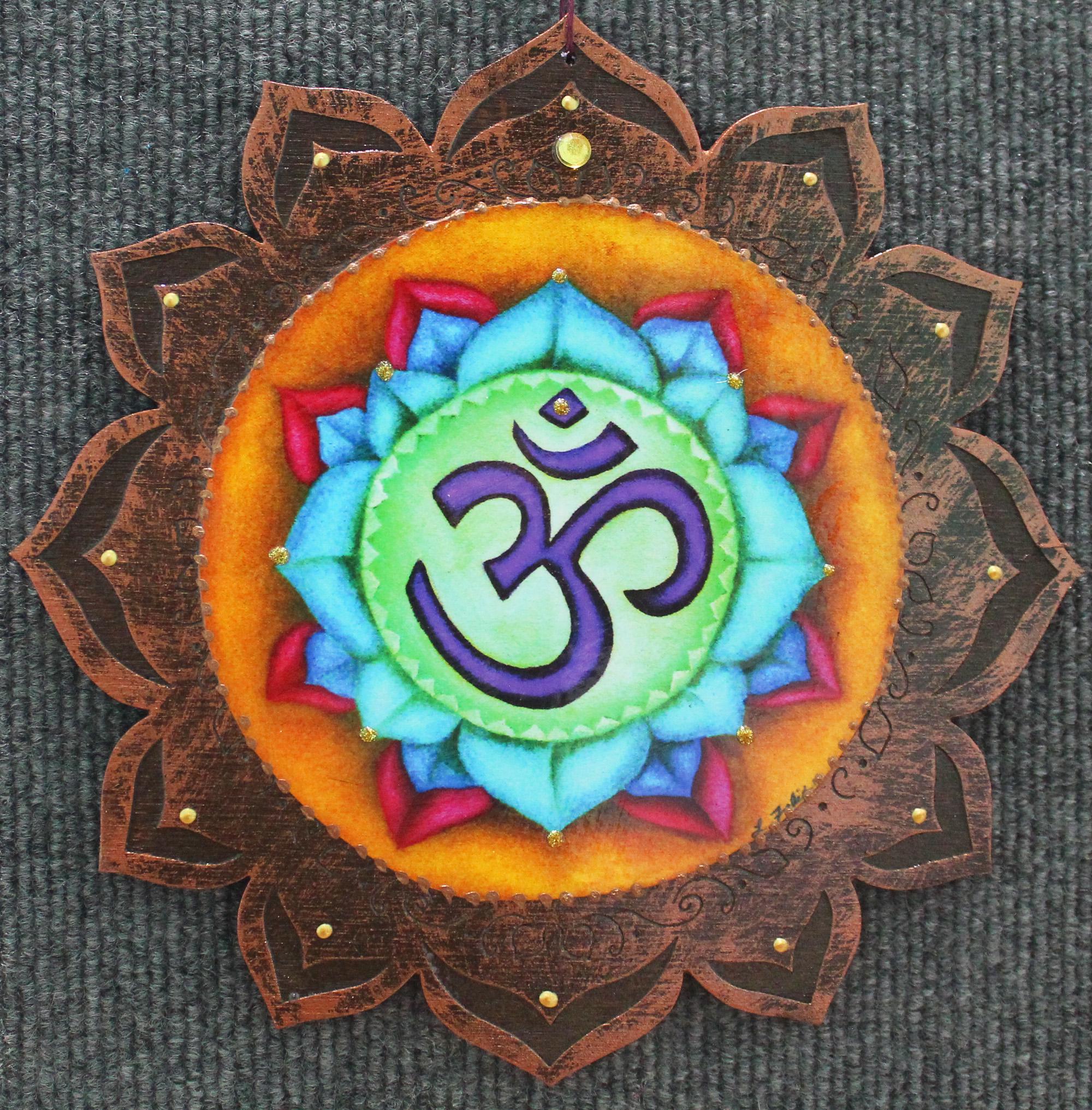 Embellished Om Symbol Print: Brown Lotus Mandala Plaque - Etsy