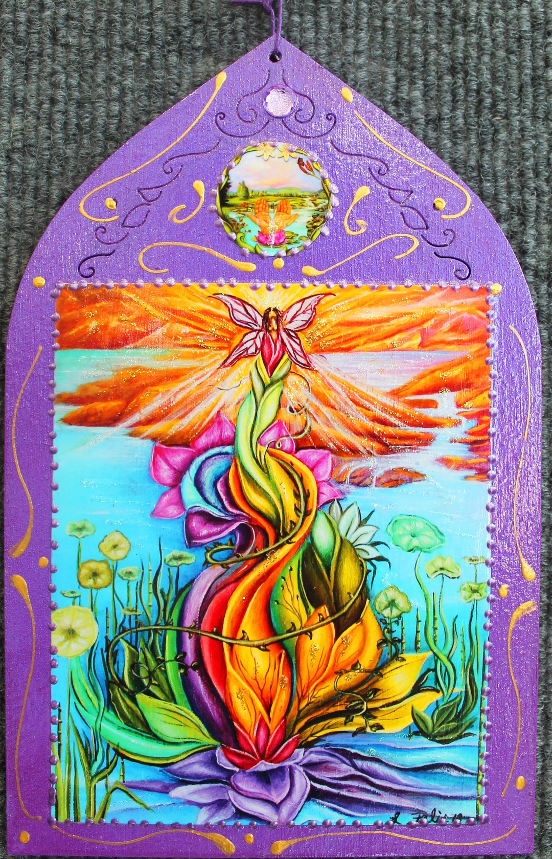 Fairy Goddess Art: Spiritual Visionary Landscape, Embellished Wood ...