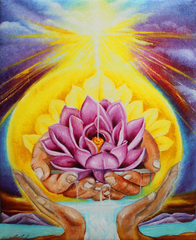 Lotus Flower Canvas Printinspirational Artspiritual Art - Etsy