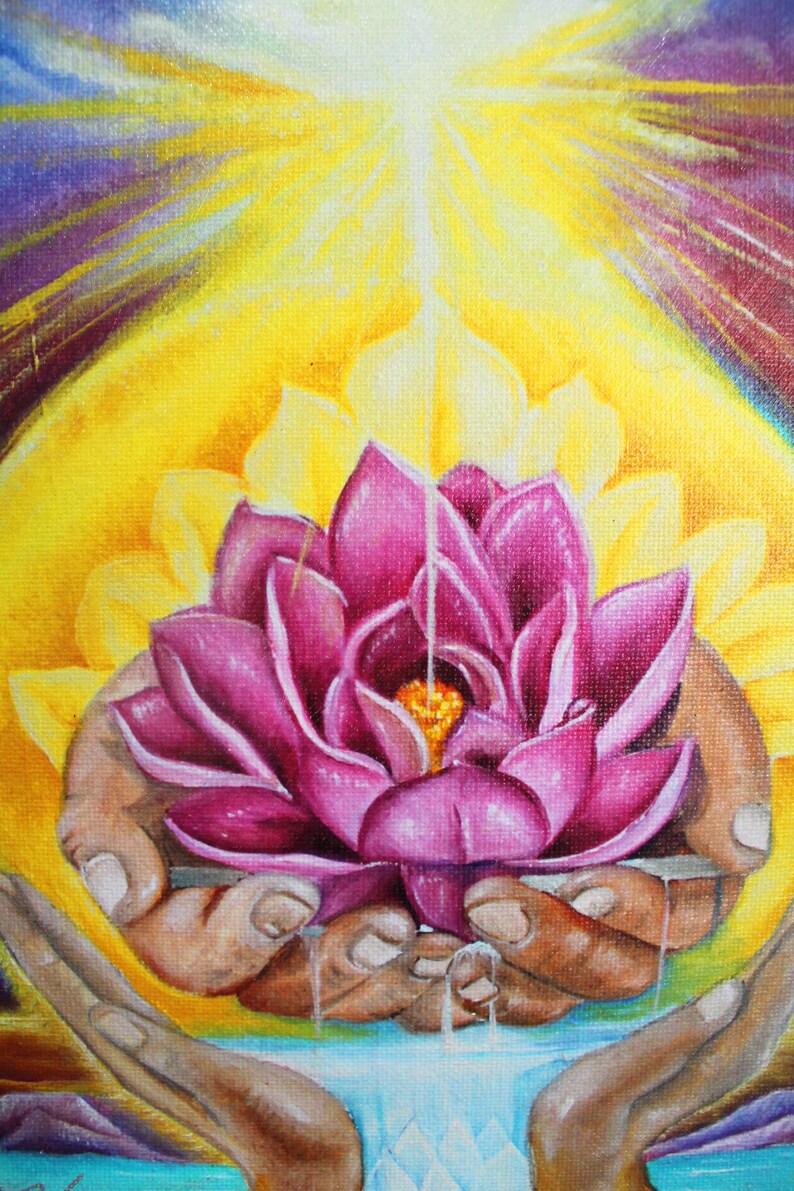 Lotus Flower Canvas Printinspirational Artspiritual Art - Etsy