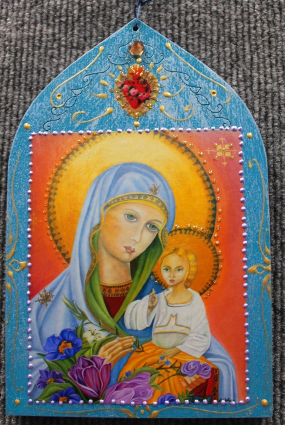 Virgin Mary art Religious Icon Catholic wall art Catholic | Etsy