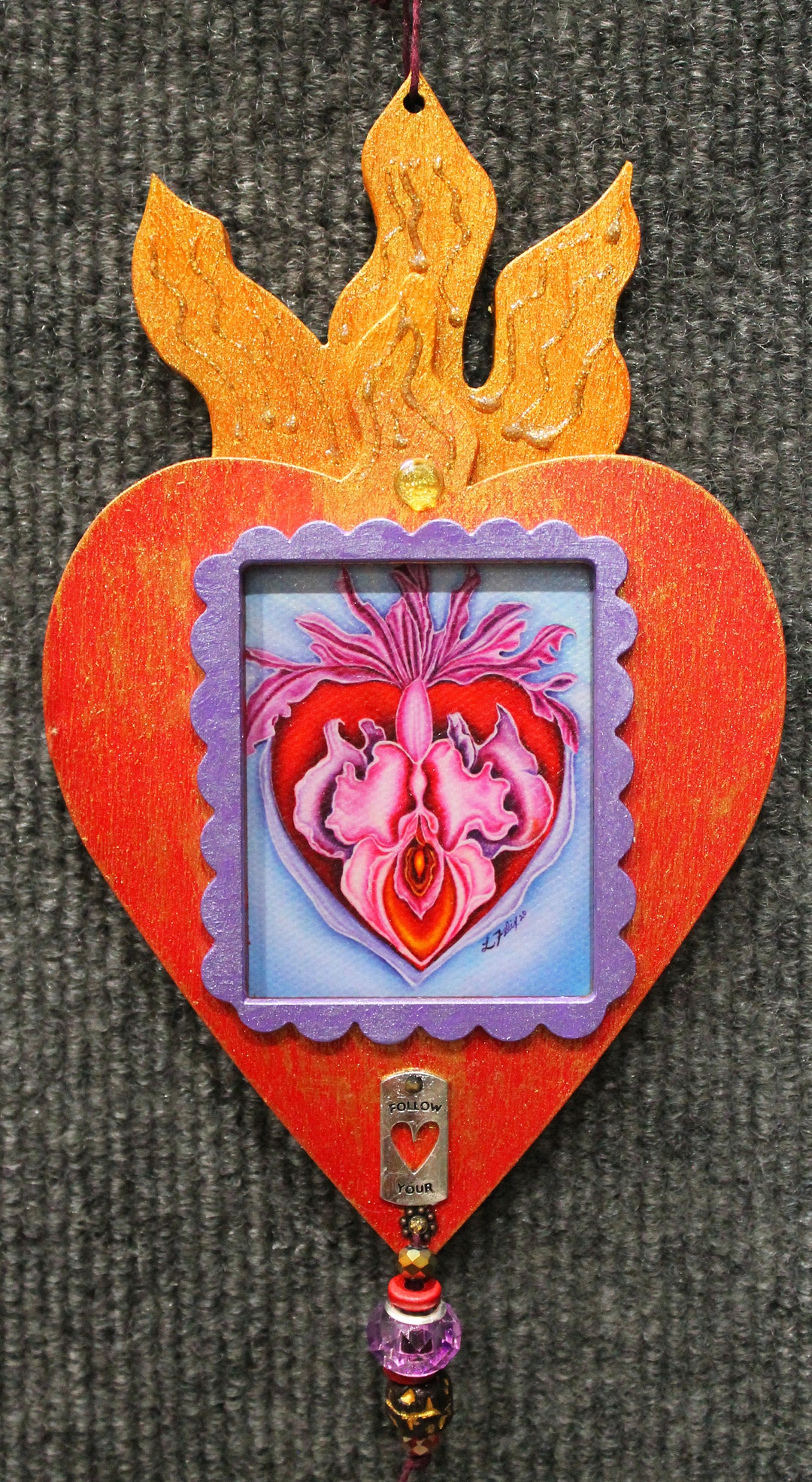 Flaming Sensual Heart, Yoni Orchid Flower, Yoni Heart, Orchid Flaming ...