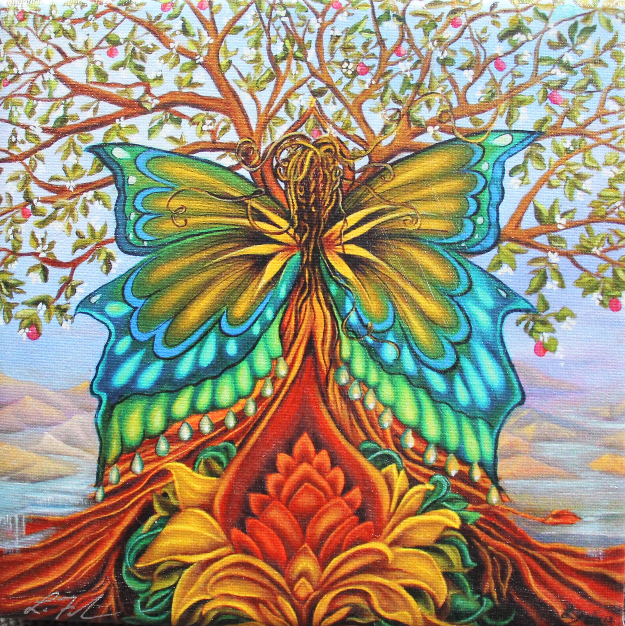 Tree of Life wall art Rainbow butterflyButterfly Goddess | Etsy