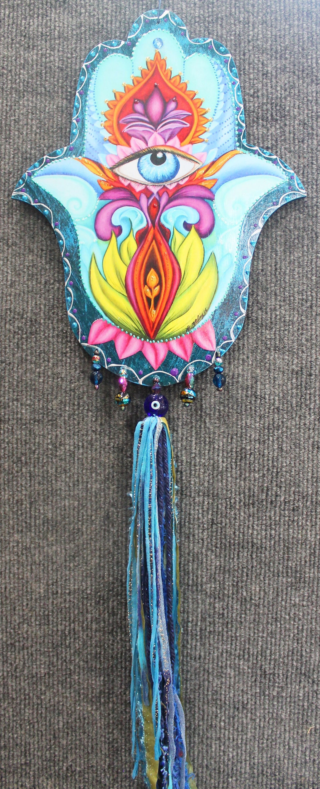 Hamsa Hand,protection Art,hamsa Hand Painting,wooden Hamsa Hand, Evil ...