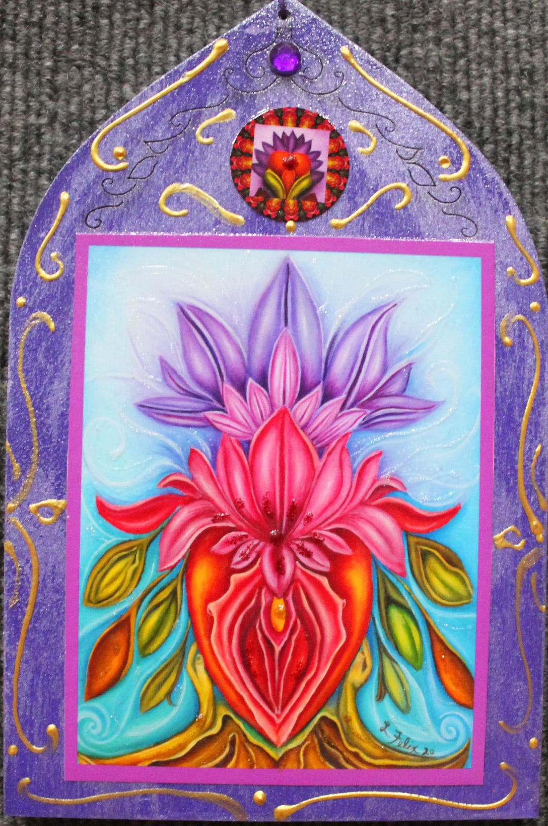 Embellished Yoni Flower Print: Divine Feminine Art on Wood - Etsy