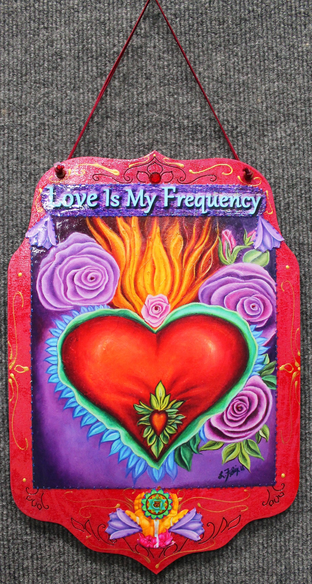 Metaphysical Heart Art, Spiritual Art, Sacred Heart Wall Art, Flaming ...