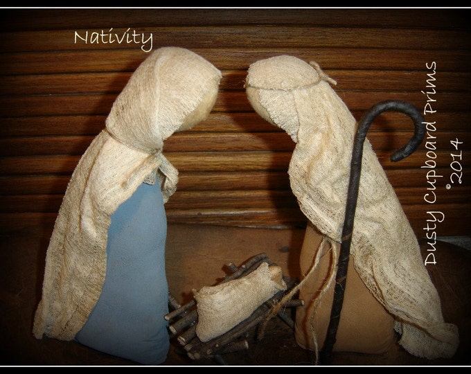 Handmade Fabric Primitive Nativity Set, Christmas Nativity, Handmade ...