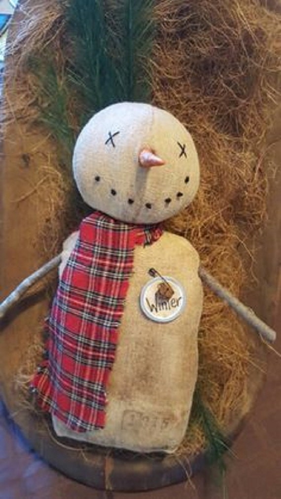 Prim Snowy Snowman Winter Sewing Stump Doll E Pattern - Etsy