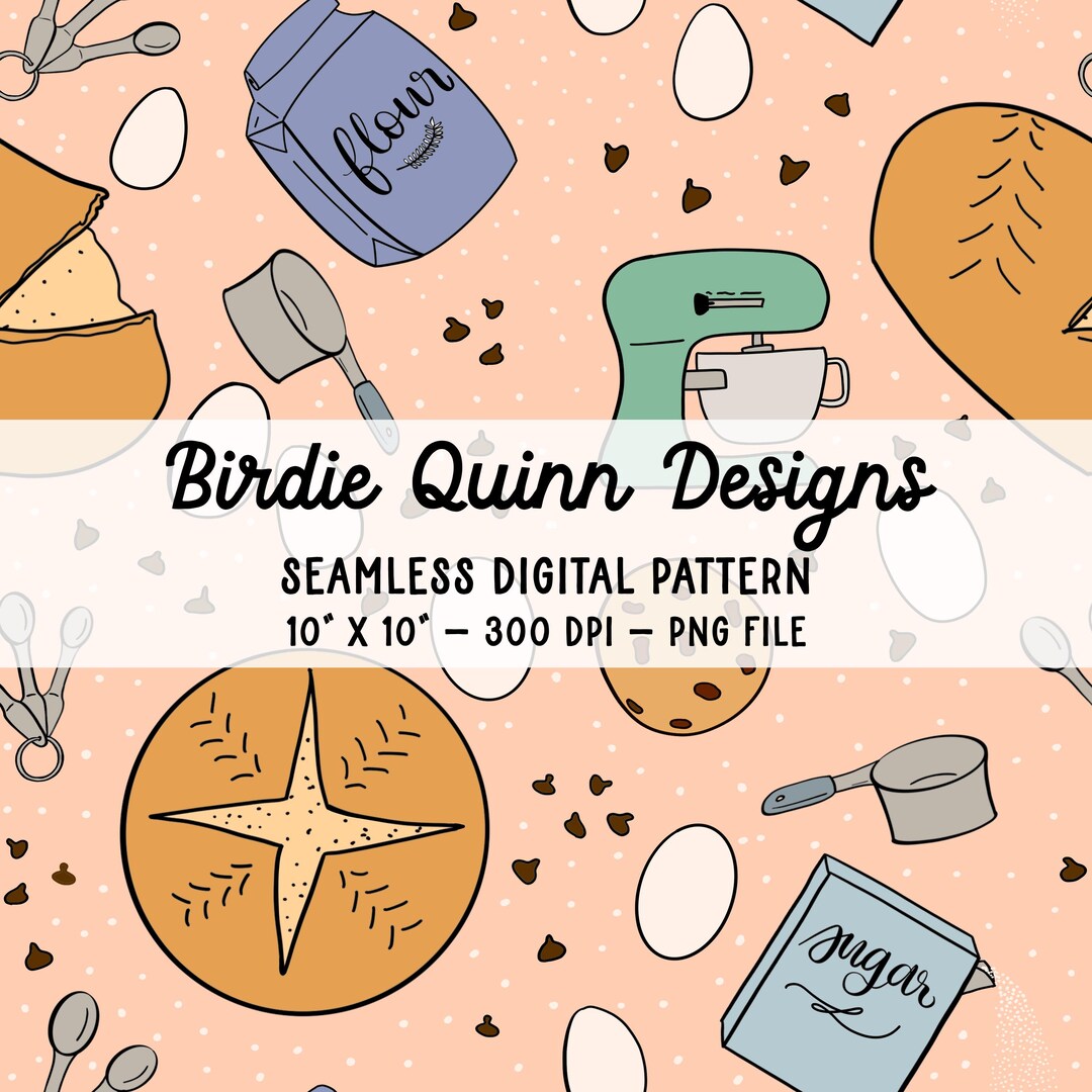 Sourdough Bread Seamless Pattern: Hand-drawn Repeat PNG File (300 DPI ...