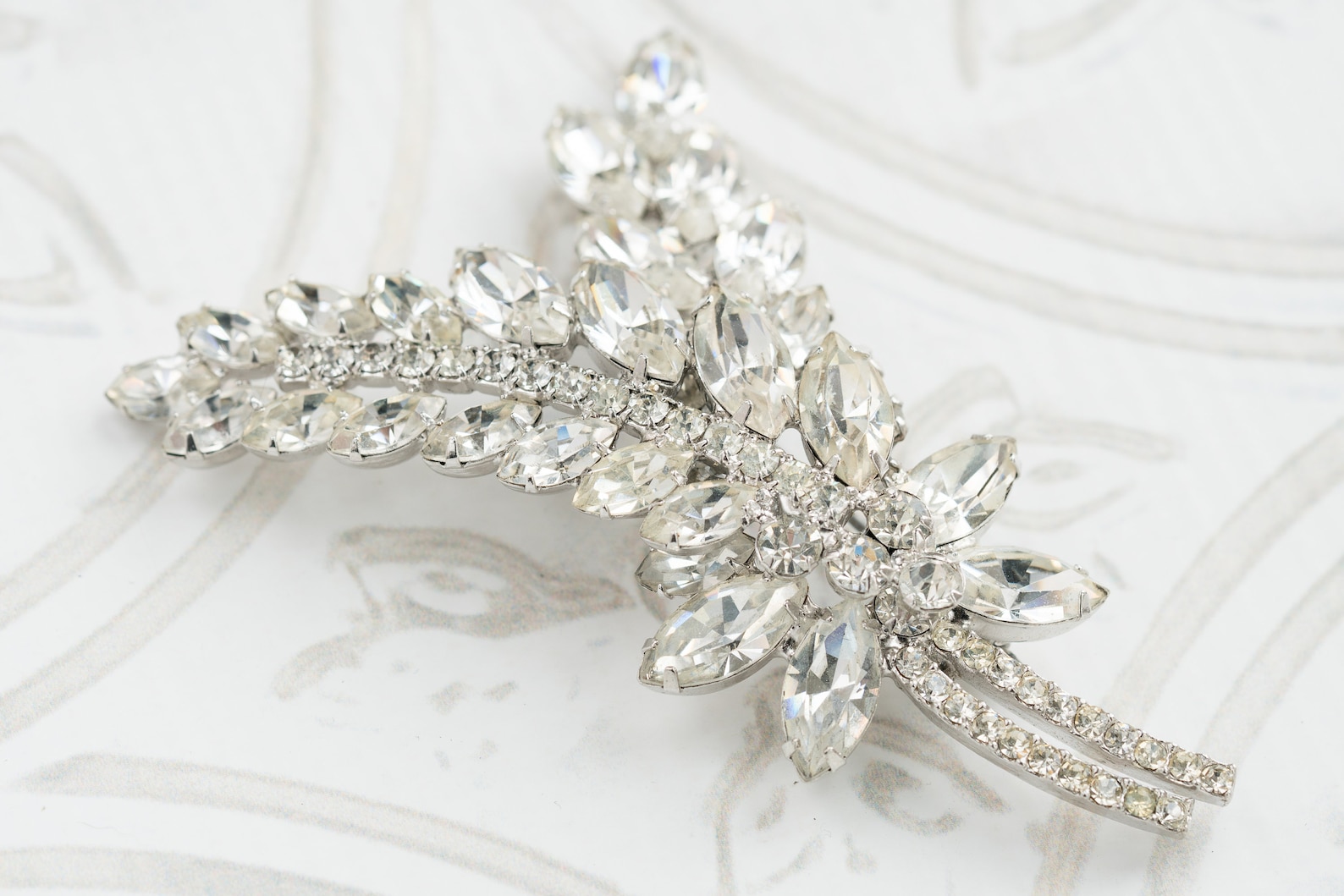 Large Rhinestone Brooch Vintage Wedding Jewelry for Bride or - Etsy