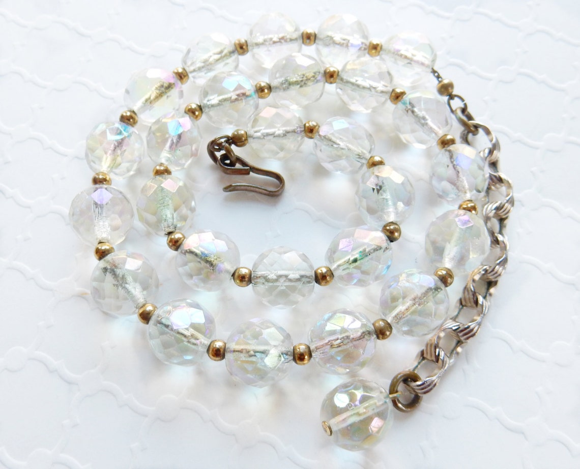 Vintage Jewelry Crystal Bead Necklace 1950s Fashion Vintage Necklace ...