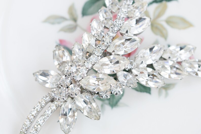 Large Rhinestone Brooch Vintage Wedding Jewelry for Bride or - Etsy