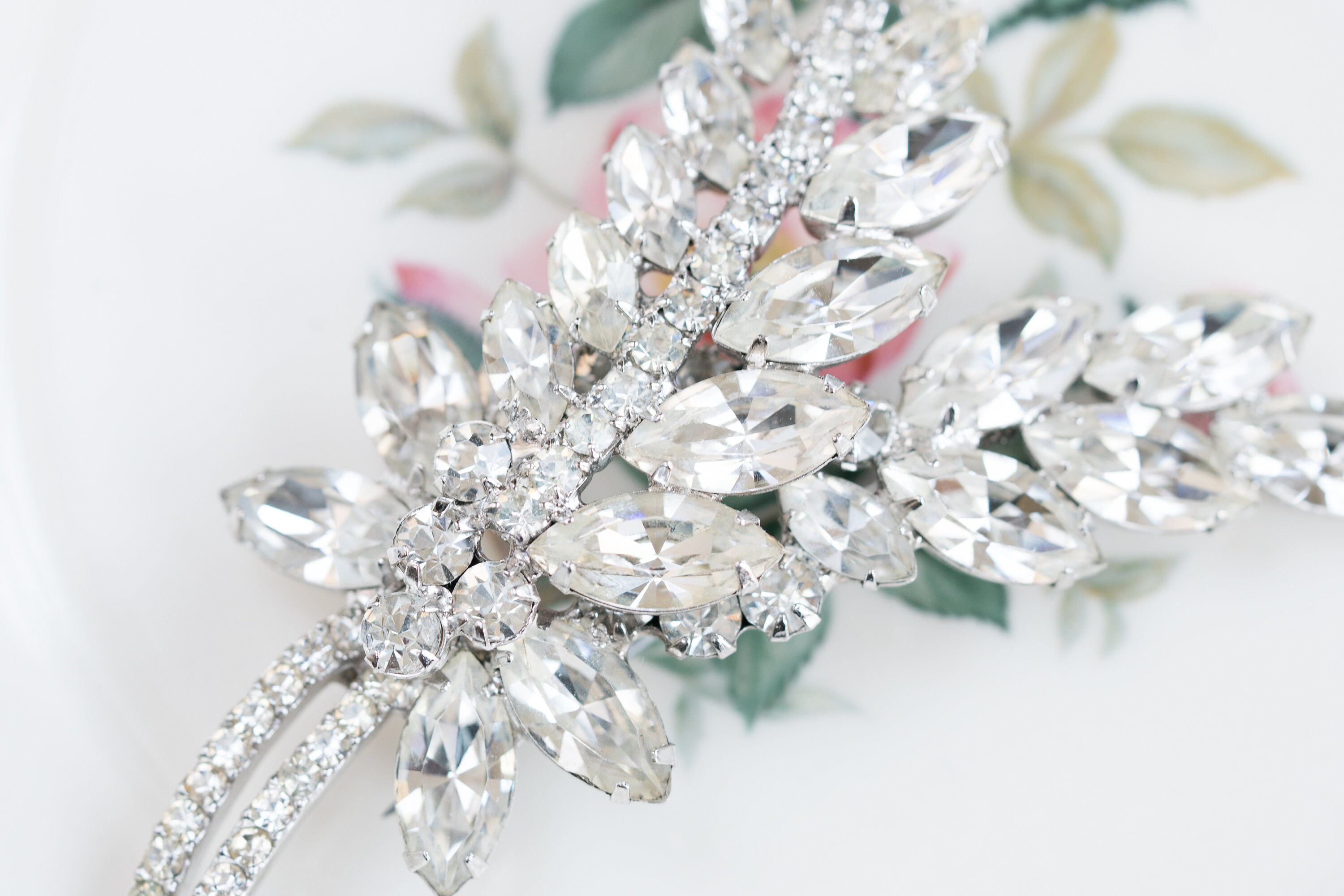 Large Rhinestone Brooch Vintage Wedding Jewelry for Bride or - Etsy
