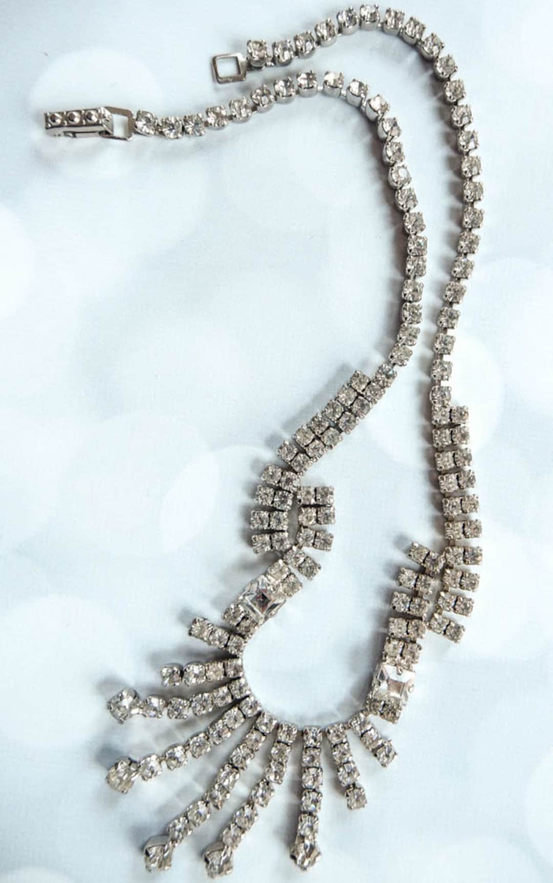 Rhinestone Necklace for Vintage Wedding - Mad Men Gift for Her - 1950s ...