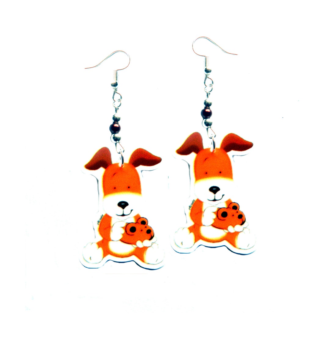 Kipper the Dog Acrylic Flatback Earrings With Hooks for Pierced Ears X ...