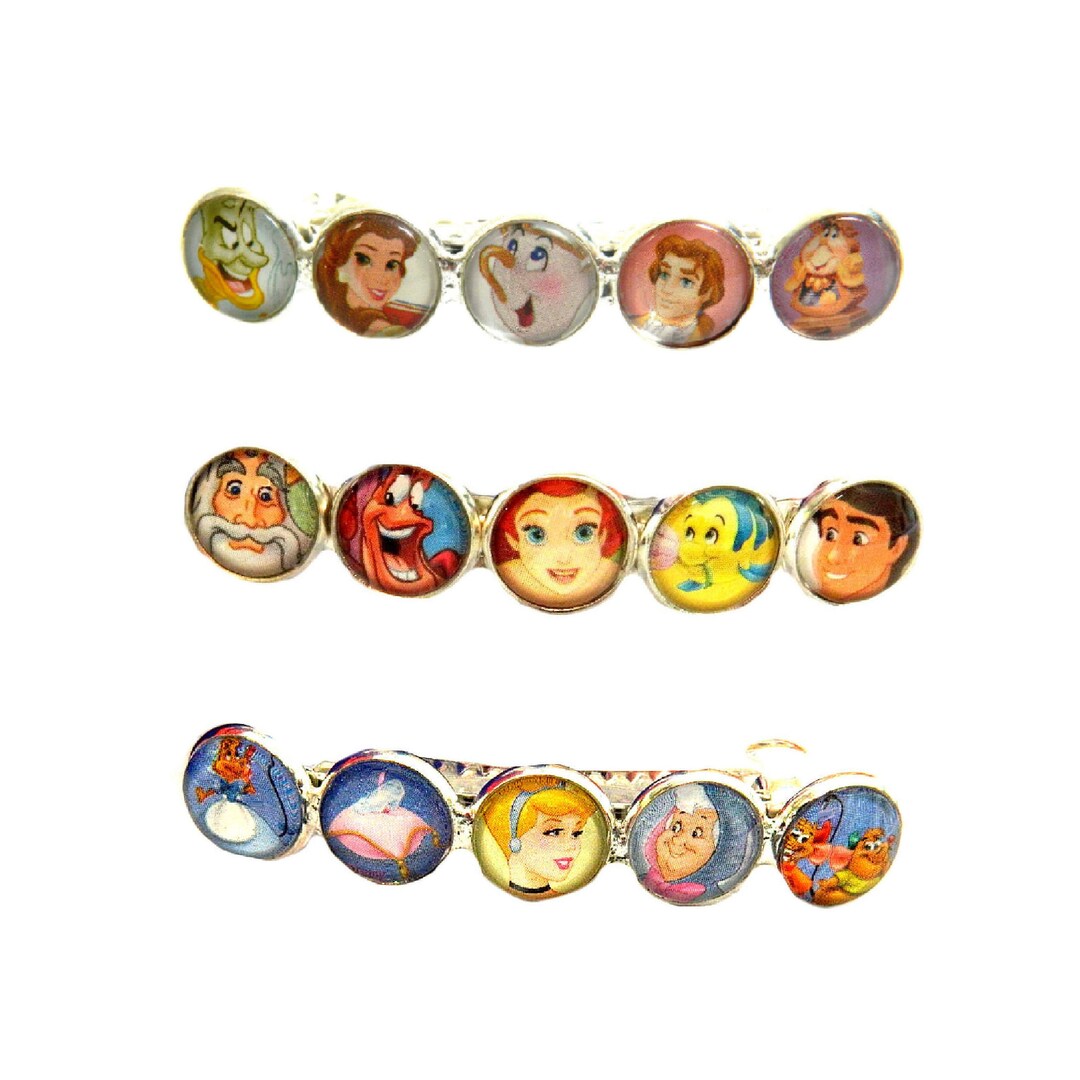 Hair Clip Disney Princesses Glass Cabochon Disney Aurora Ariel ...