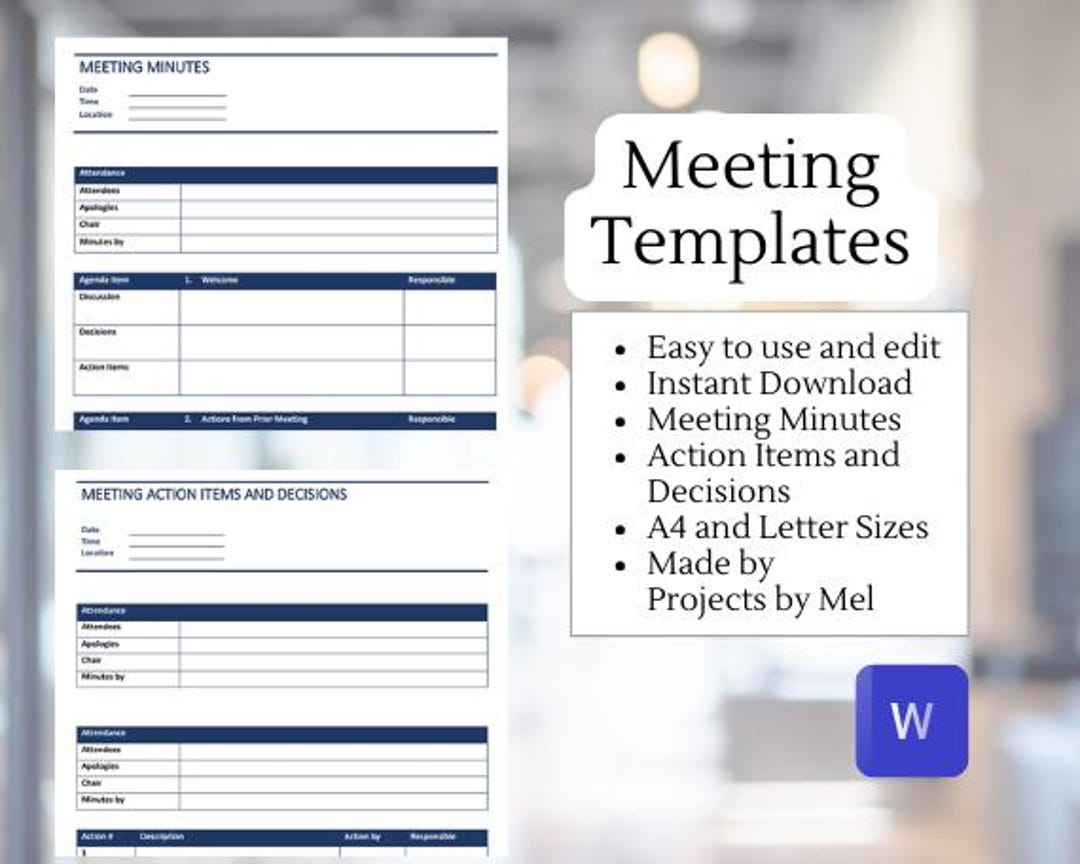 Meeting Minutes and Action Item Templates, Meeting Note Taking ...