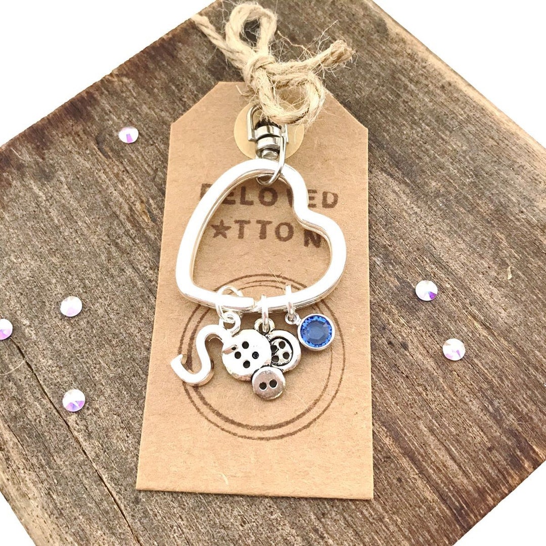 Heart Keyring, Heart Keychain, Personalised Heart Keyring, Birthstone ...