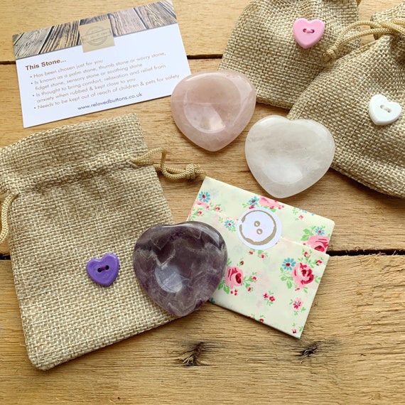 Heart Worry Stone Worry Stone Crystal Heart Worry Stone | Etsy