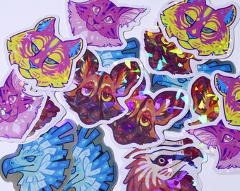 Holographic Animal Warrior Stickers - Etsy