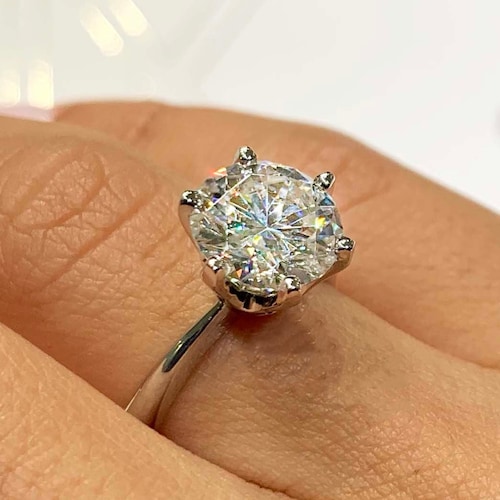3 Carat Round Solitaire Diamond Engagement Ring 14K/18K Gold - Etsy