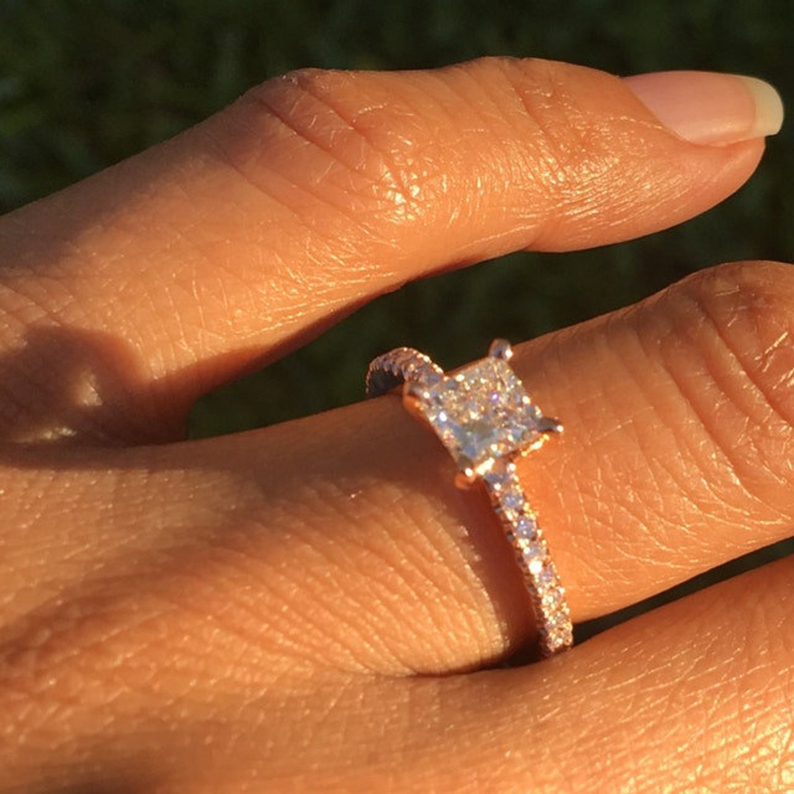 Princess Diamond Engagement Ring 13 Princess Shaped 14k Etsy