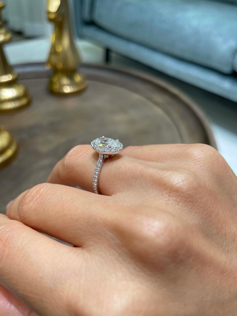 Oval Shaped Diamond Engagement Ring, 2 Carat Oval Shape, 14k White Gold ...