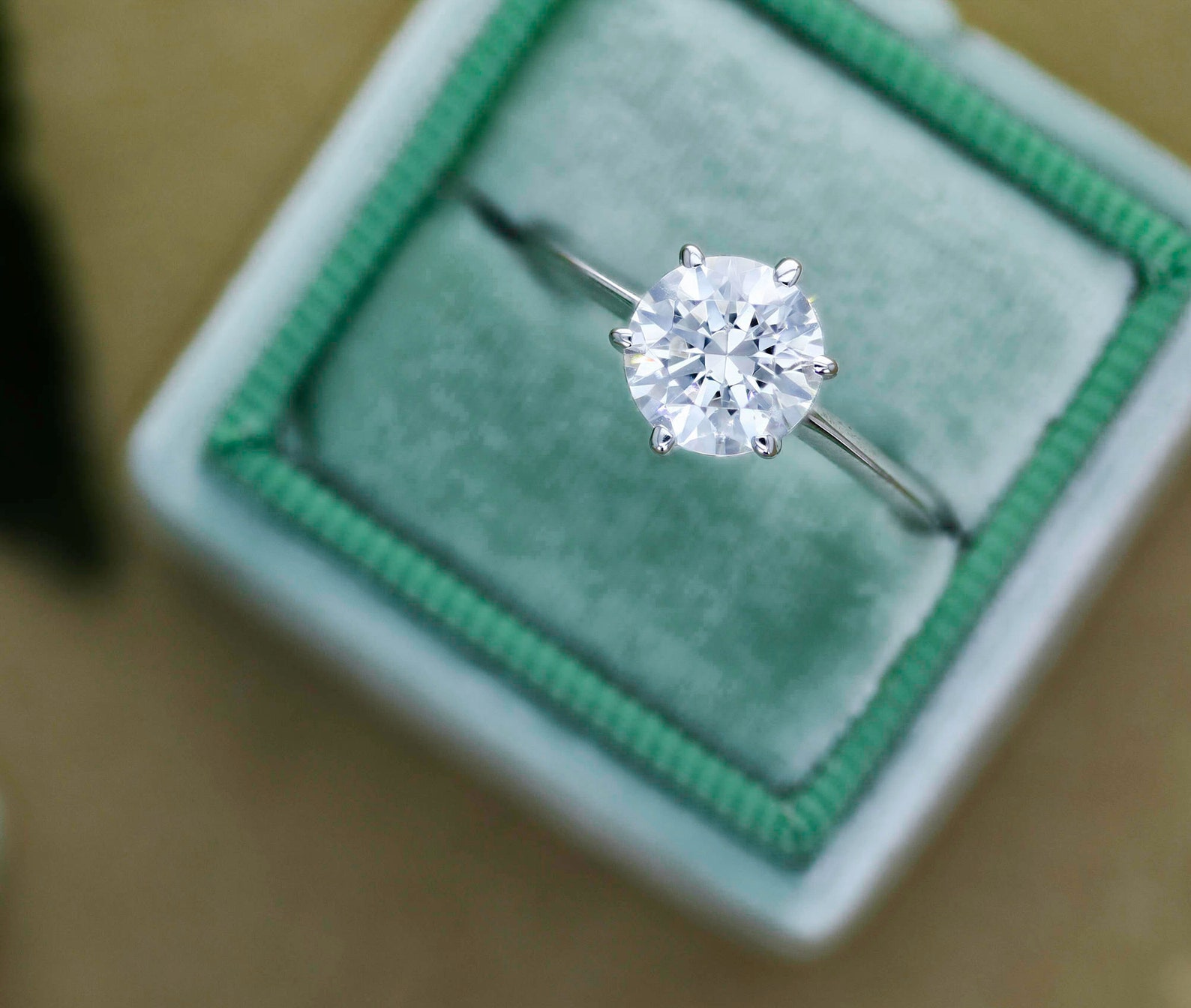 3 Carat Round Solitaire Diamond Engagement Ring, 14K/18K Gold, 6 Prongs ...