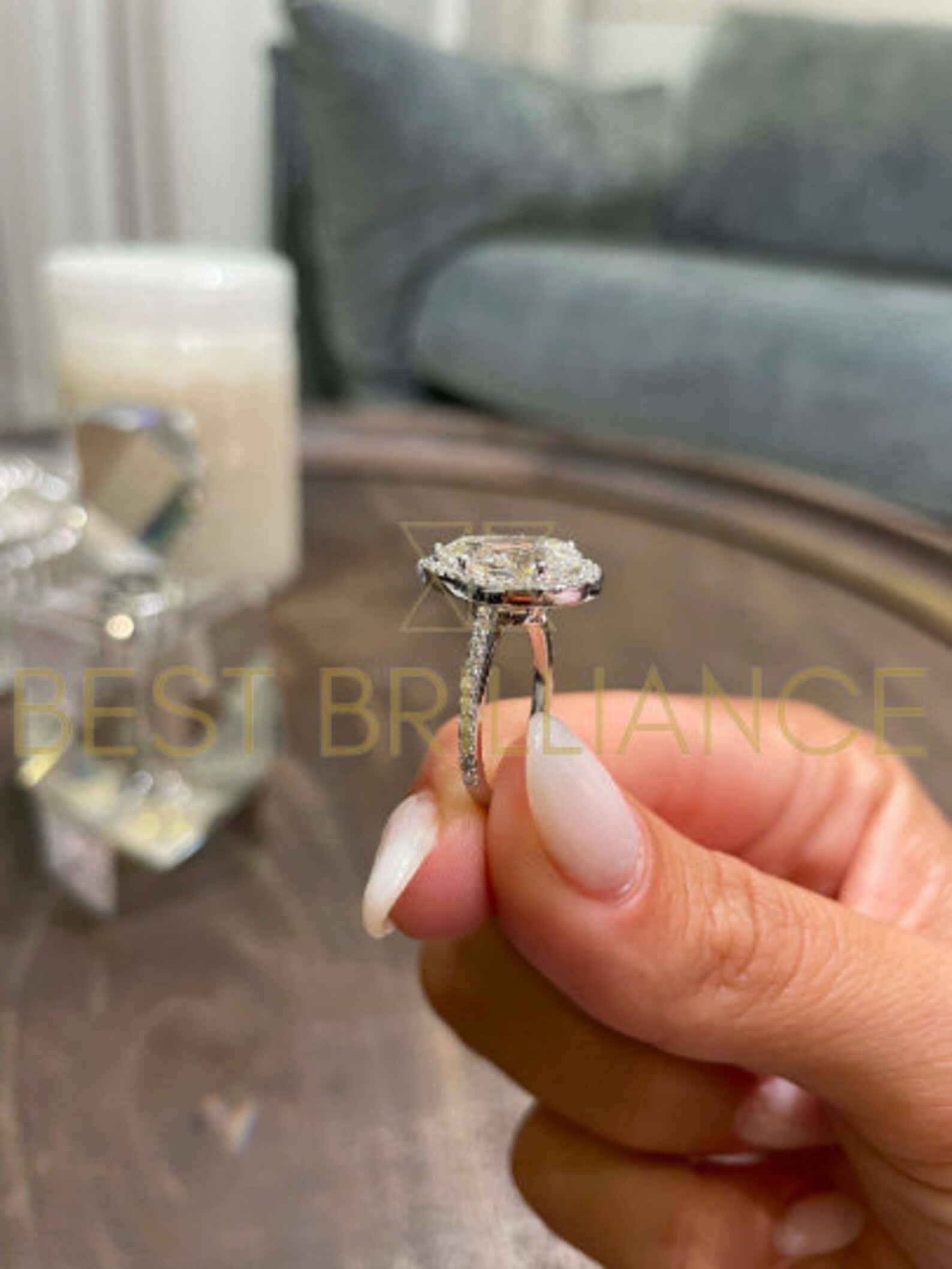 3 Ct Pear Cut Diamond Engagement Ring Solid 14K White Gold 4 - Etsy