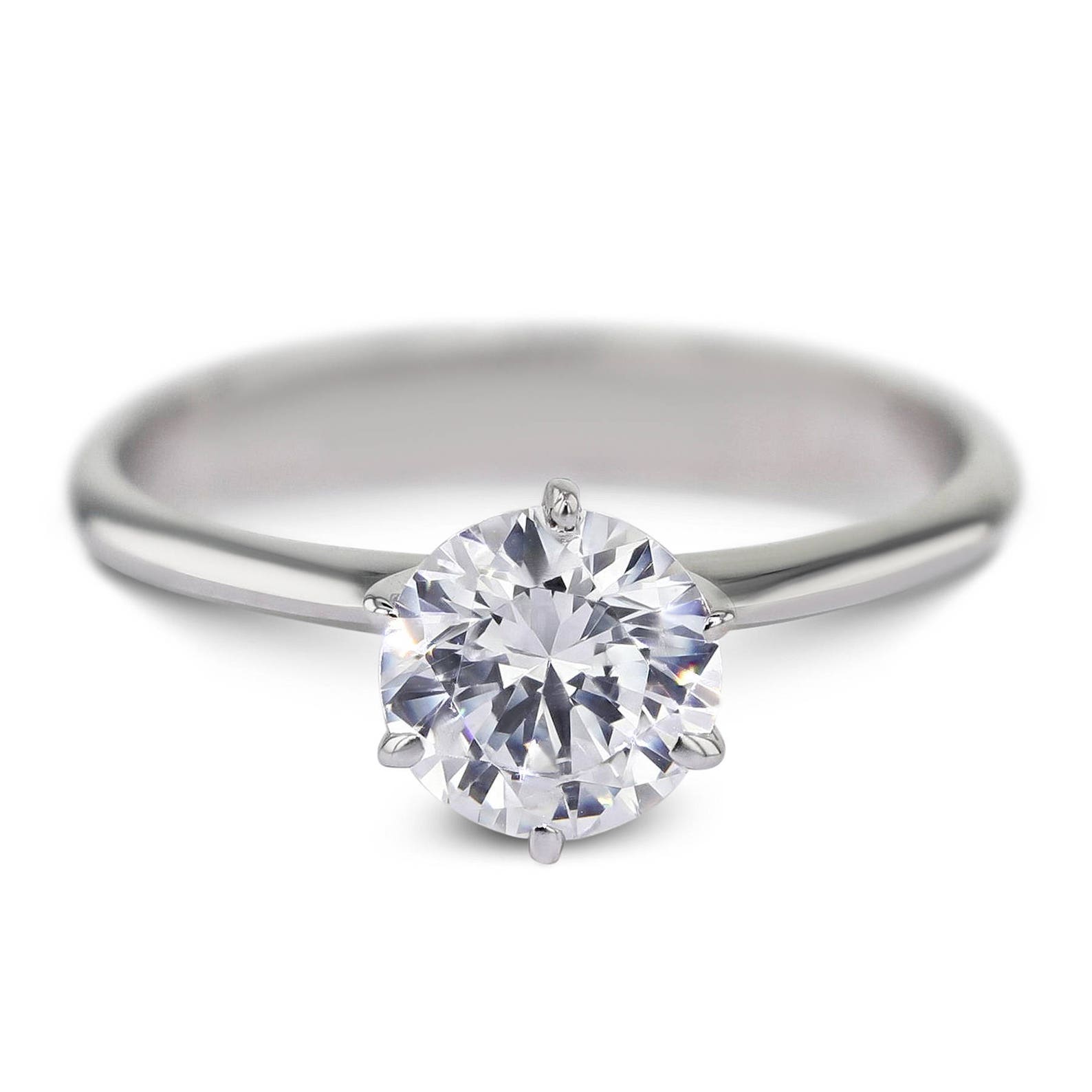 3 Carat Round Solitaire Diamond Engagement Ring, 14K/18K Gold, 6 Prongs ...