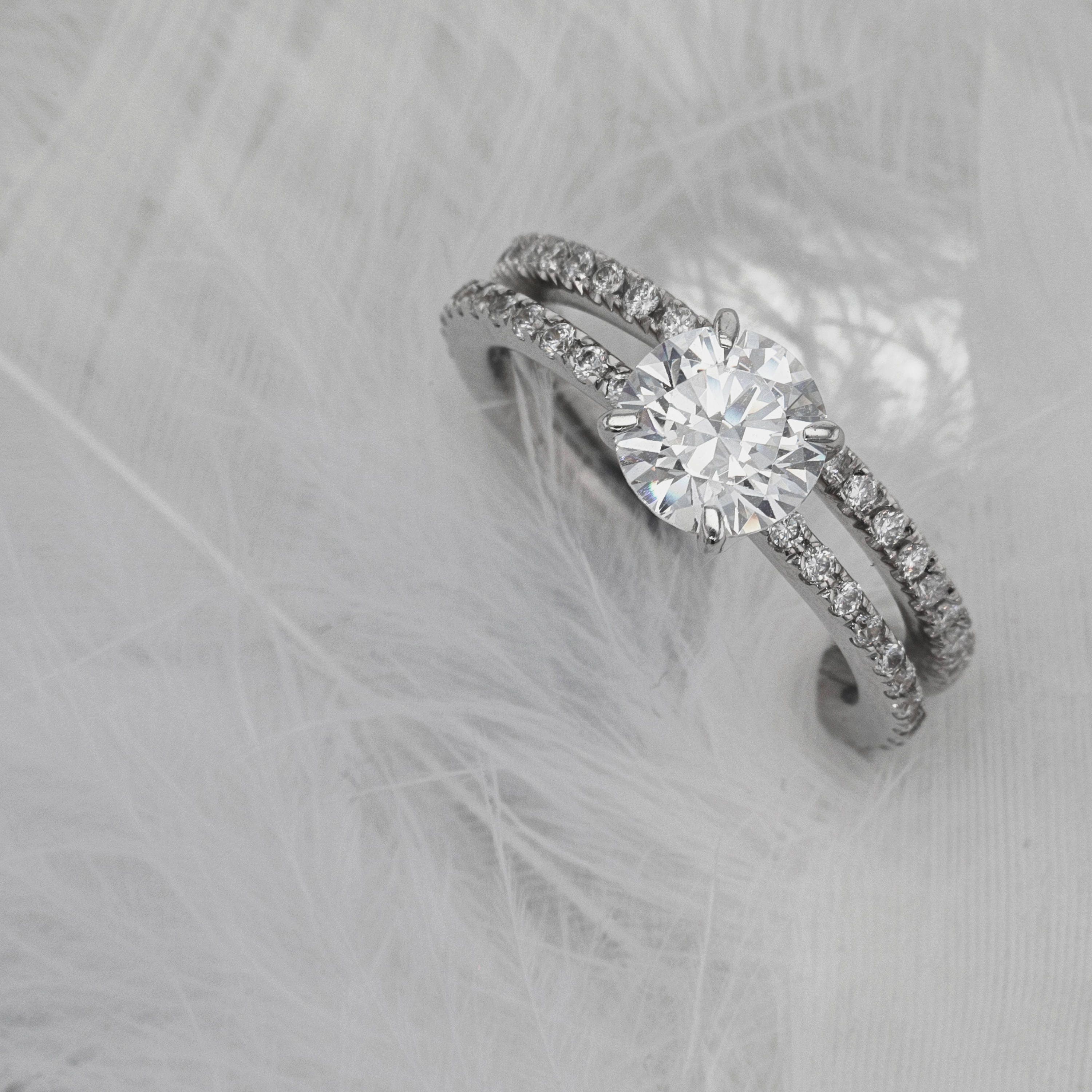 Diamond Engagement Wedding Ring White Gold Engagement Ring | Etsy