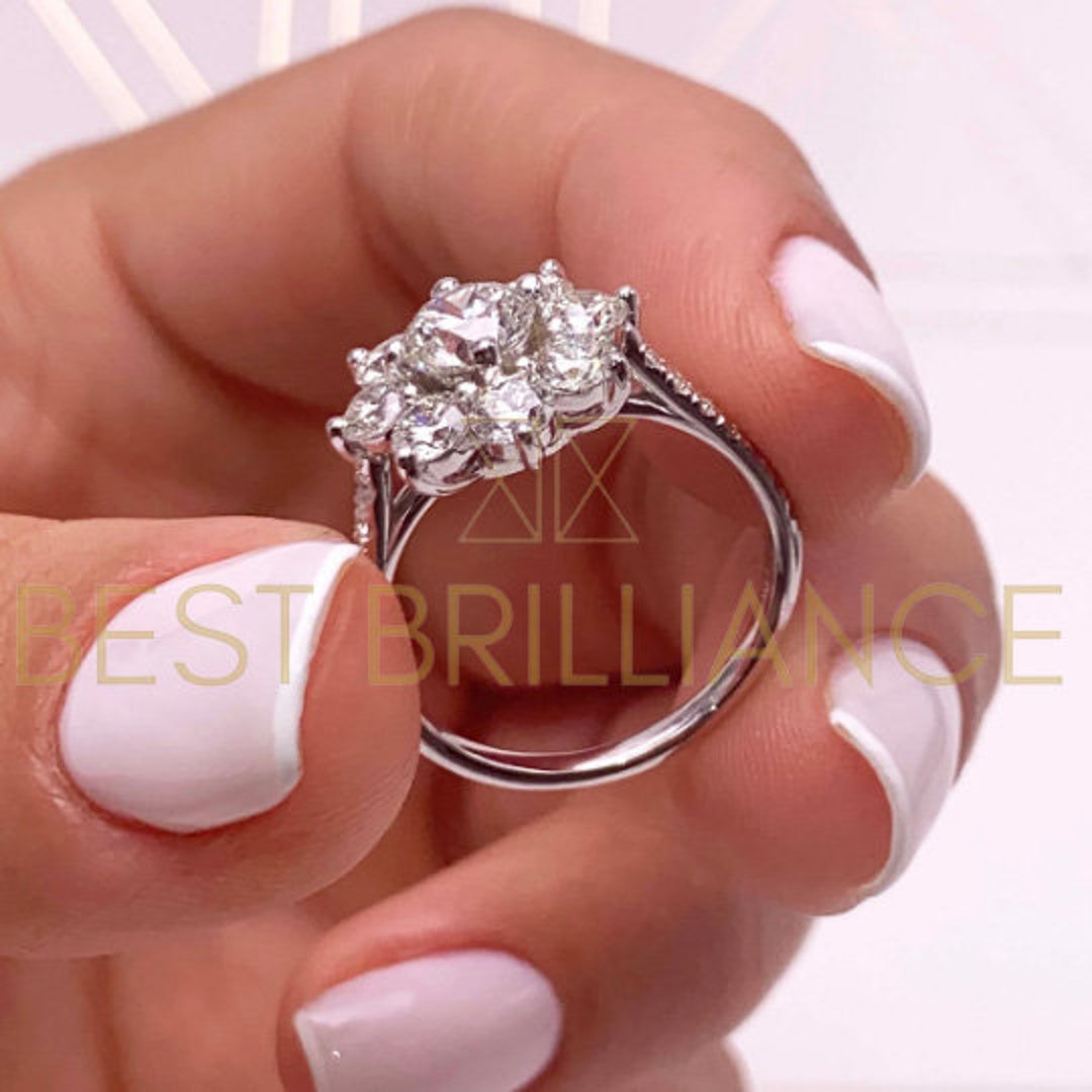 Beautiful Proposal Ring 14K White Gold - Round Halo Style With 2.5 ...