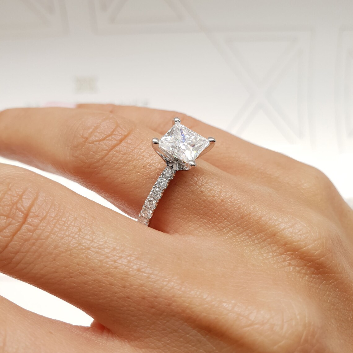 Princess Diamond Engagement Ring 1.51 Princess Shaped 14K - Etsy