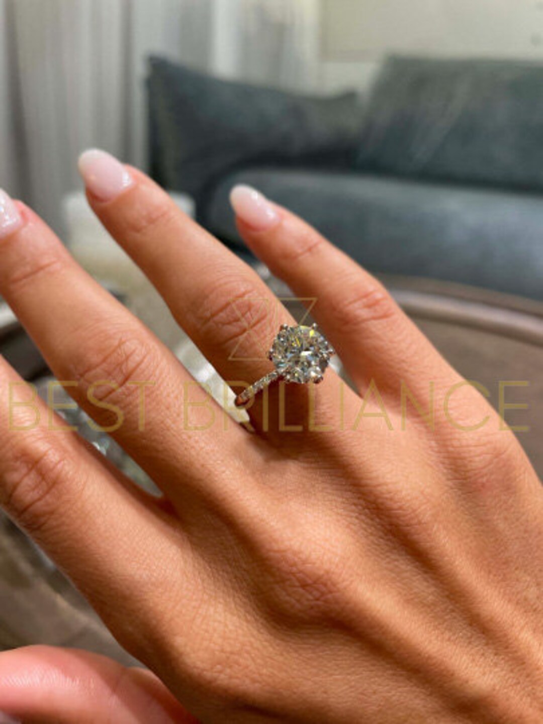 3.15 Carat Round Diamond Ring, IGI Certified Engagement Ring, Solid 14K ...