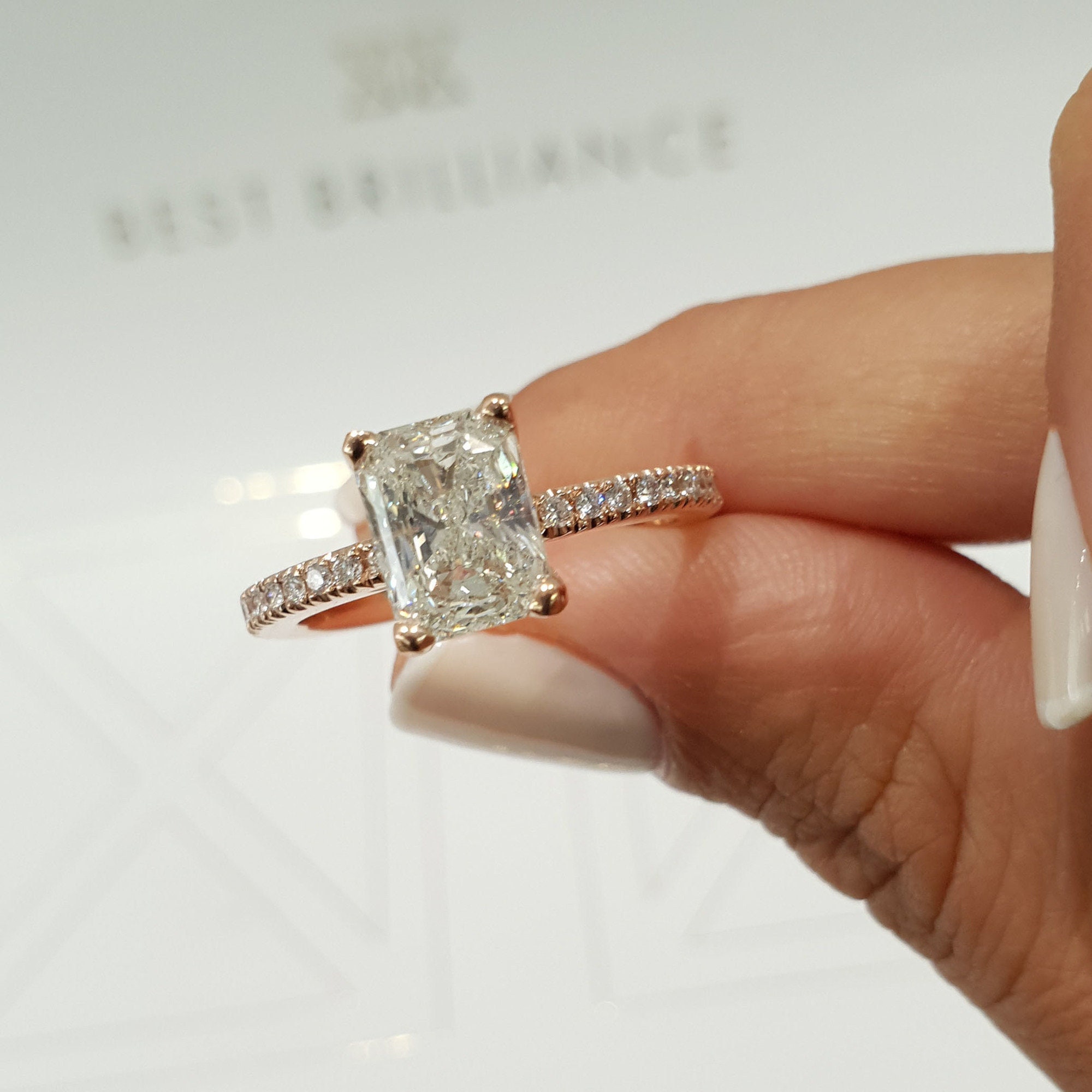 Kirk Kara Pirouetta Large Princess Cut Halo Diamond Engagement Ring 14k