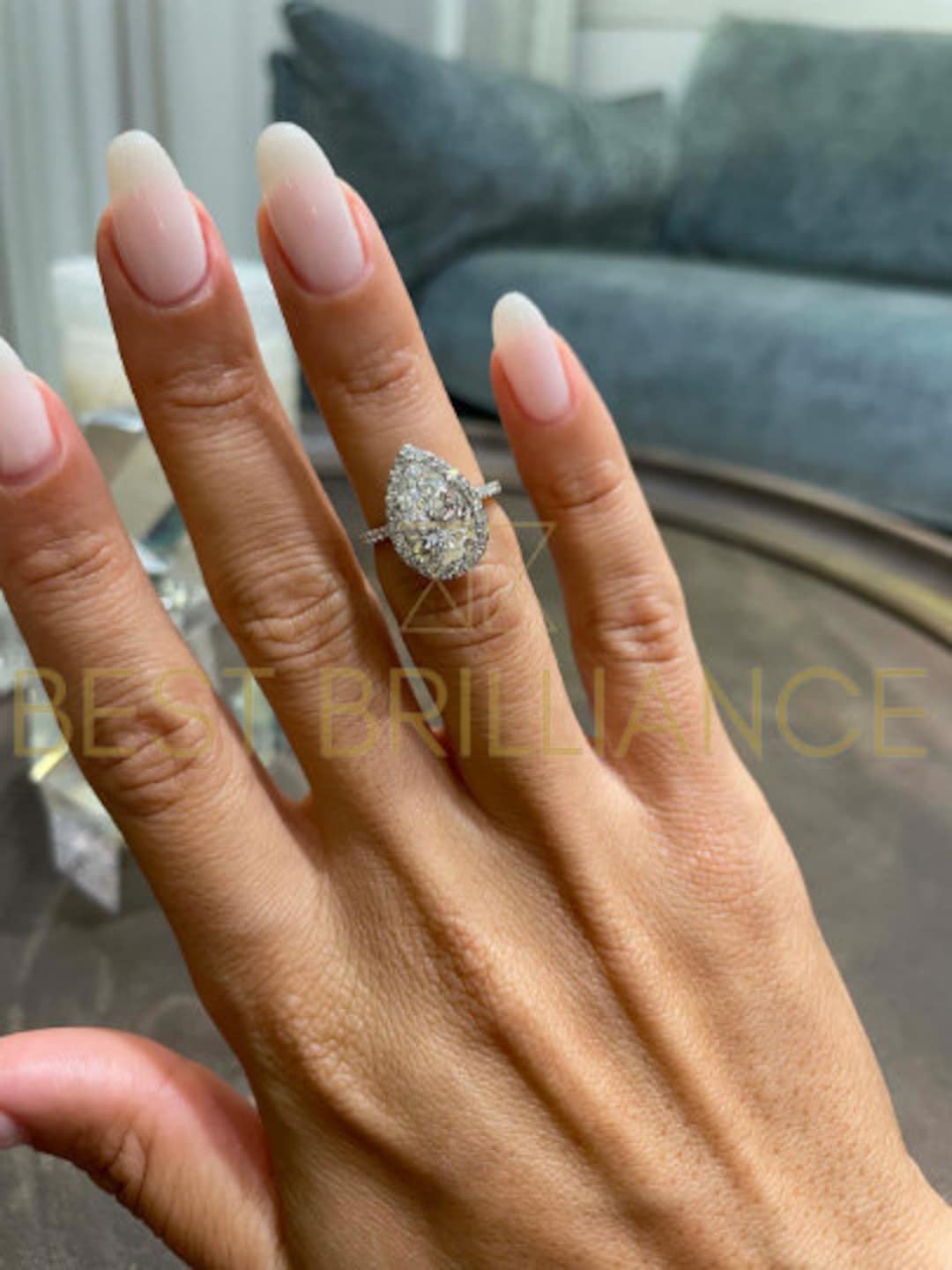 3 Ct Pear Cut Diamond Engagement Ring, Solid 14K White Gold, 4 Prong in ...