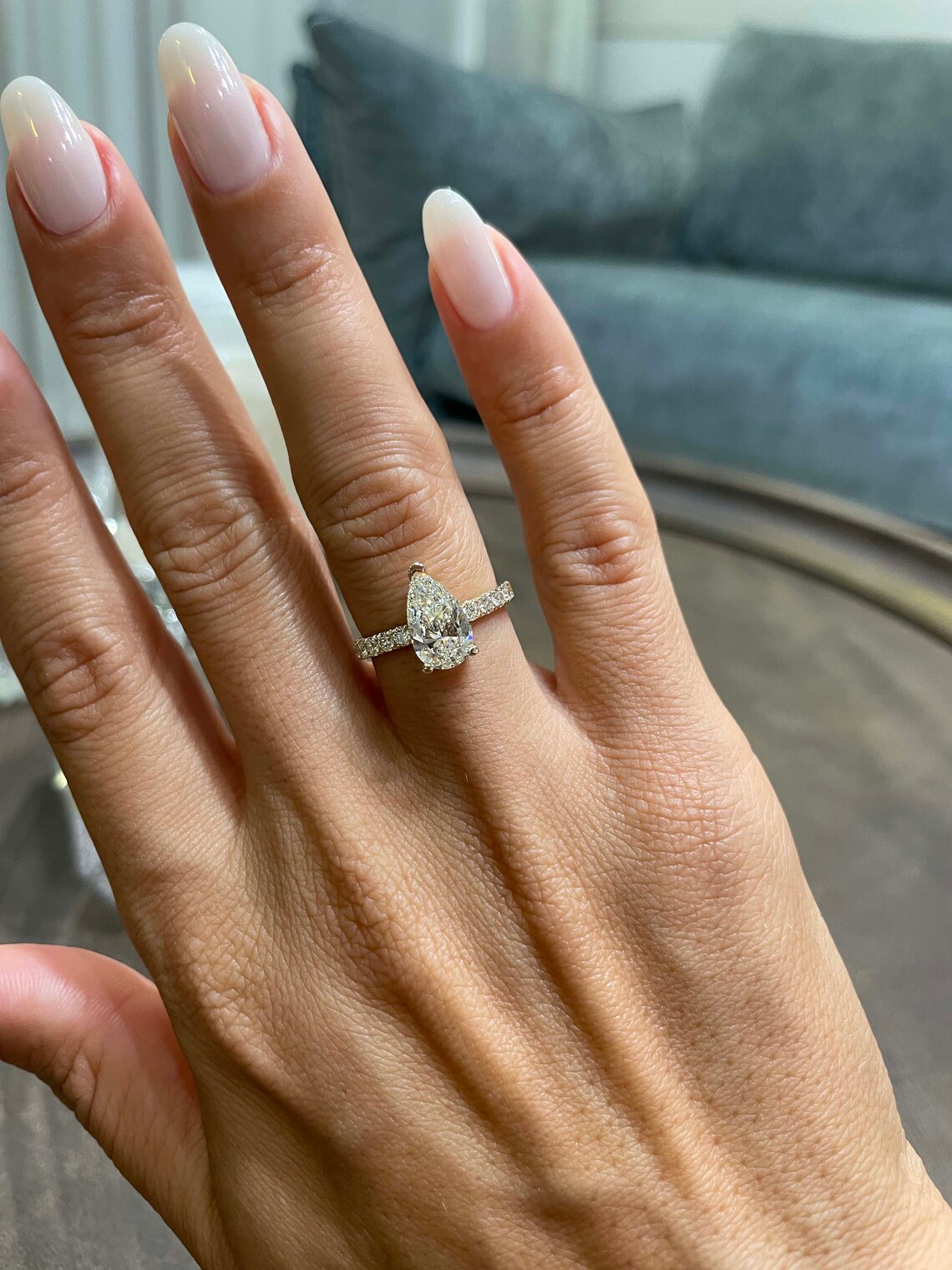 Luxury 2 Ct Pear Shaped Diamond Engagement Ring Color G VS2 - Etsy