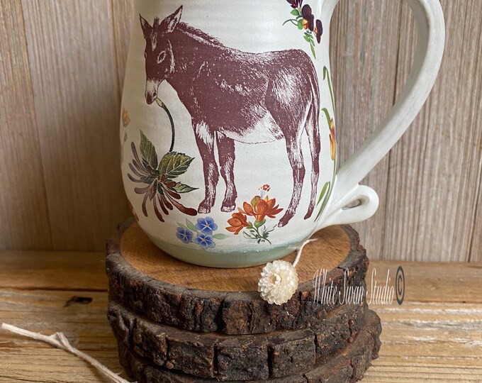 Donkey Mug With Colorful Florals,coffee Cup, Tea Mug, Farm Animal ...