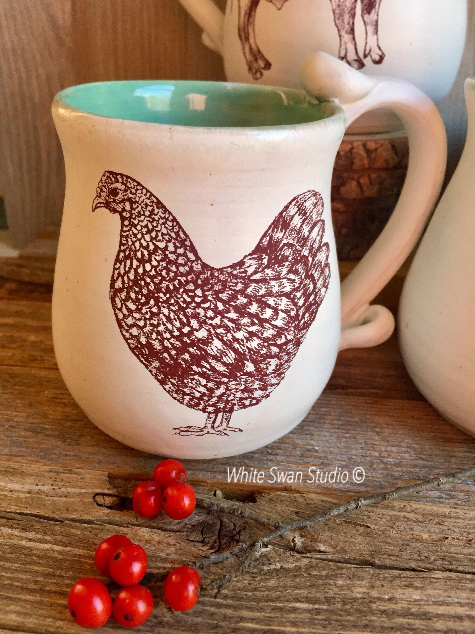 Handmade Farm Animal Mug: Stoneware Coffee Cup With Thumb Rest - Etsy