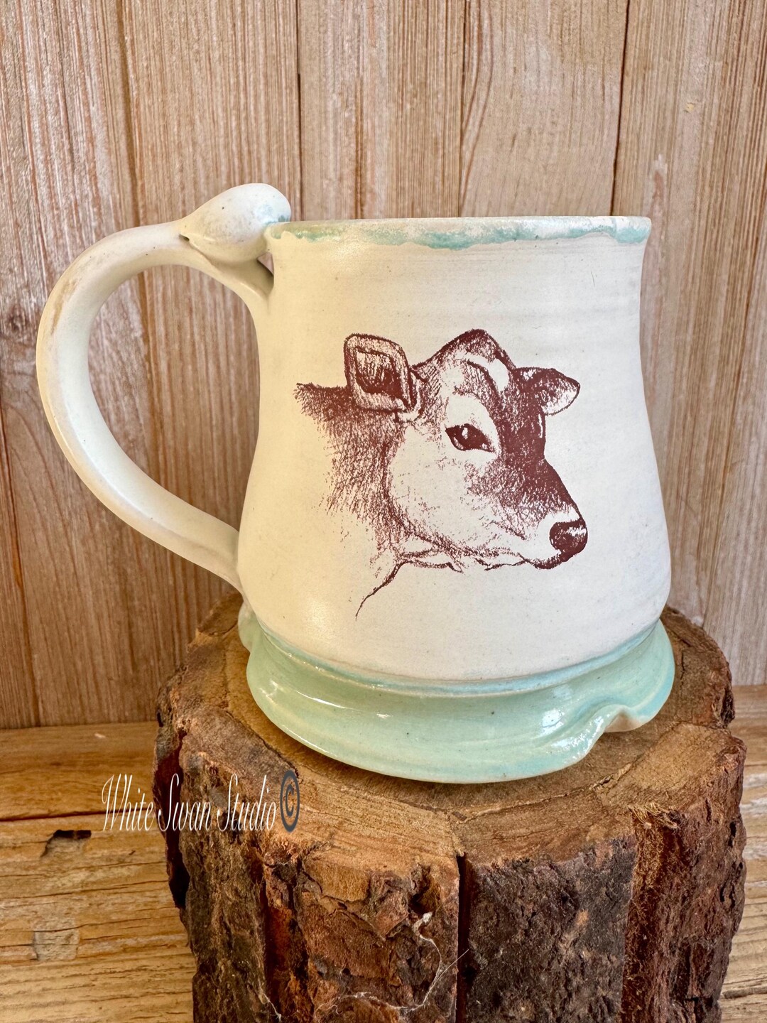Jersey Cow Mug, Cow Coffee Cup, Bovine Tea Mug. Stoneware, Thumb Rest ...