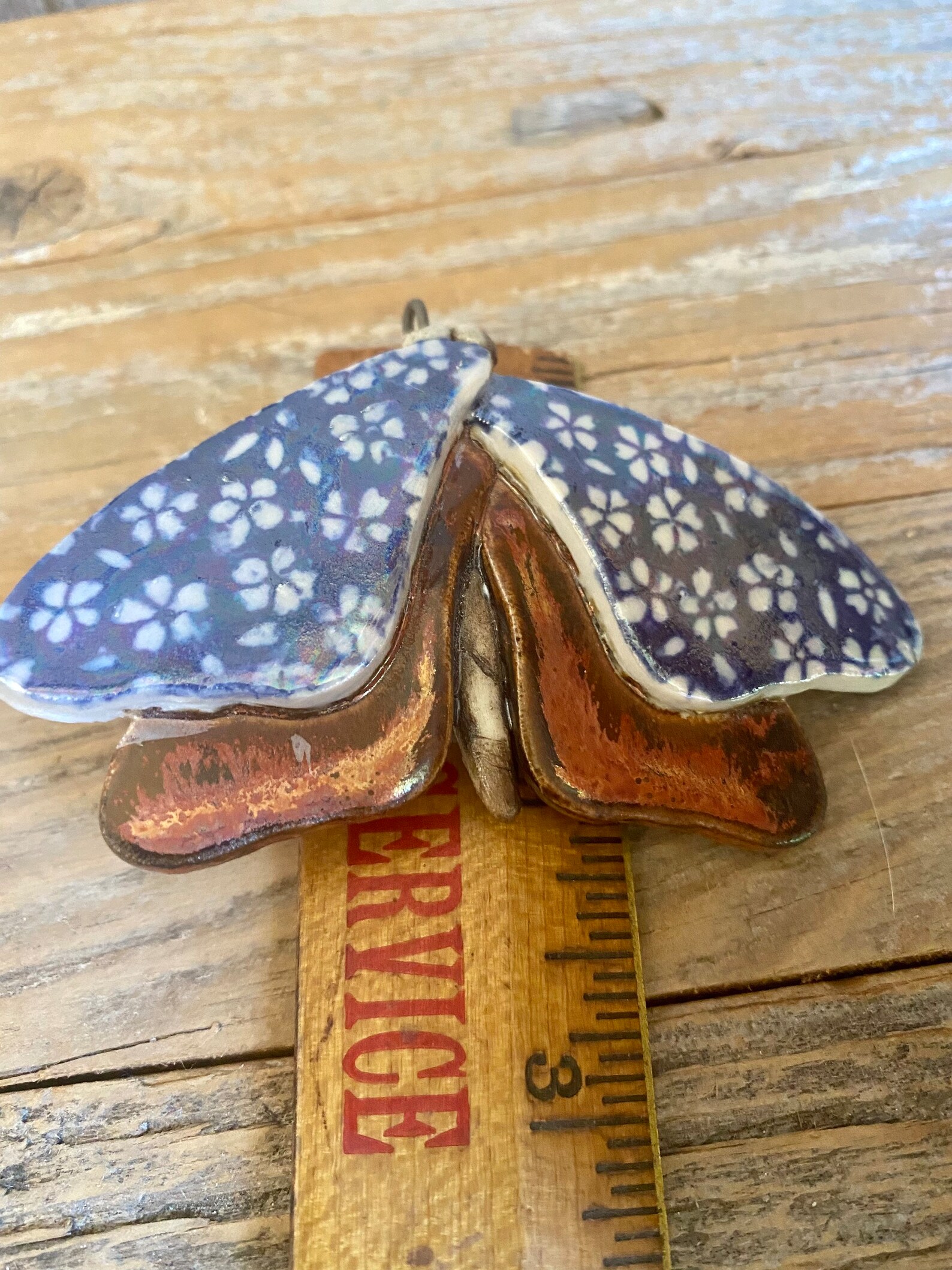 Porcelain Moth Scatter Pin in Blue Florals and Copper Mother - Etsy