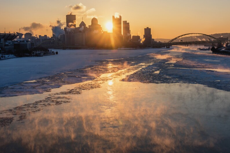 A Winter Sunrise From the West End Bridge in Pittsburgh - Etsy