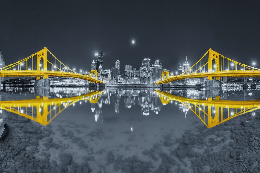 Black and Gold Bridges in Pittsburgh - Pittsburgh Skyline - Various ...