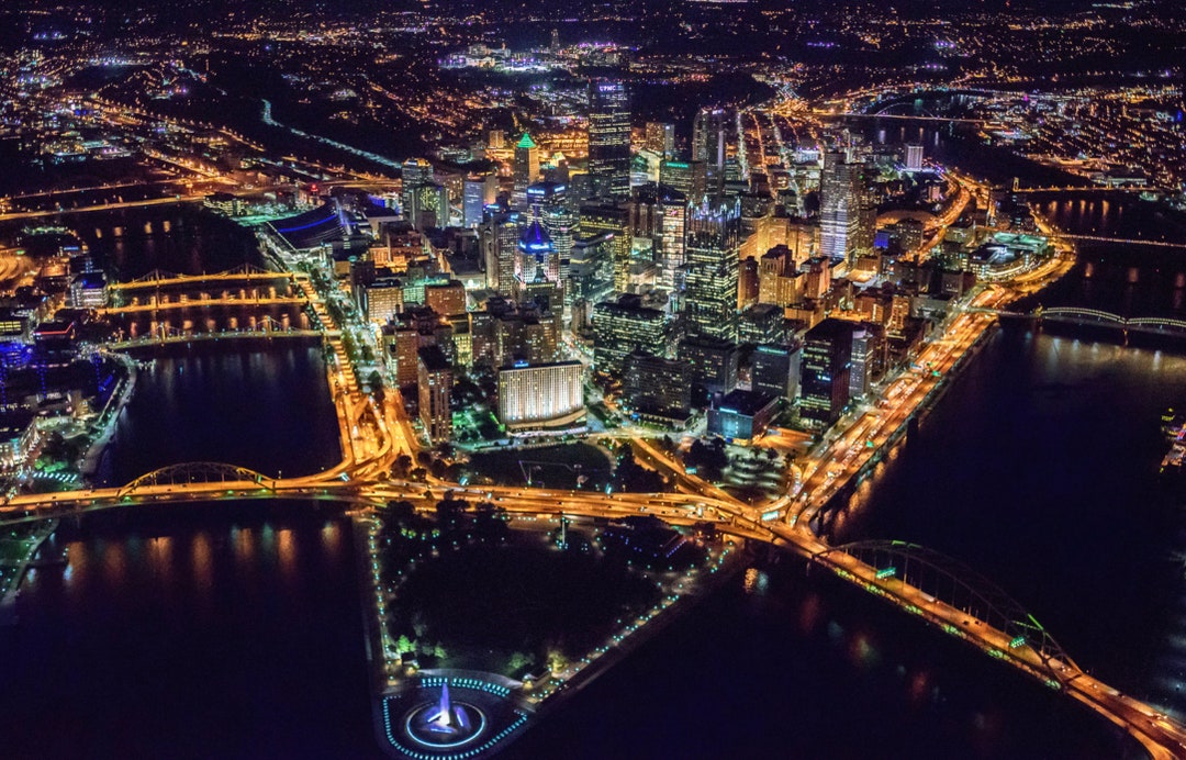 Pittsburgh at Night From Above - Pittsburgh Skyline - Various Prints - Etsy
