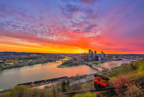 The Duquesne Incline at Dawn Pittsburgh Skyline Various - Etsy