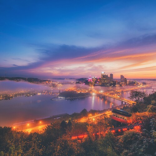 Spring in Pittsburgh the Duquesne Incline at Dawn Various - Etsy