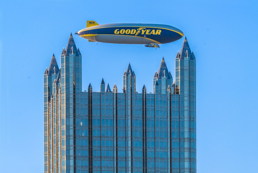 PPG Place Frames the Goodyear Blimp - Pittsburgh Skyline - Various Prints - Etsy